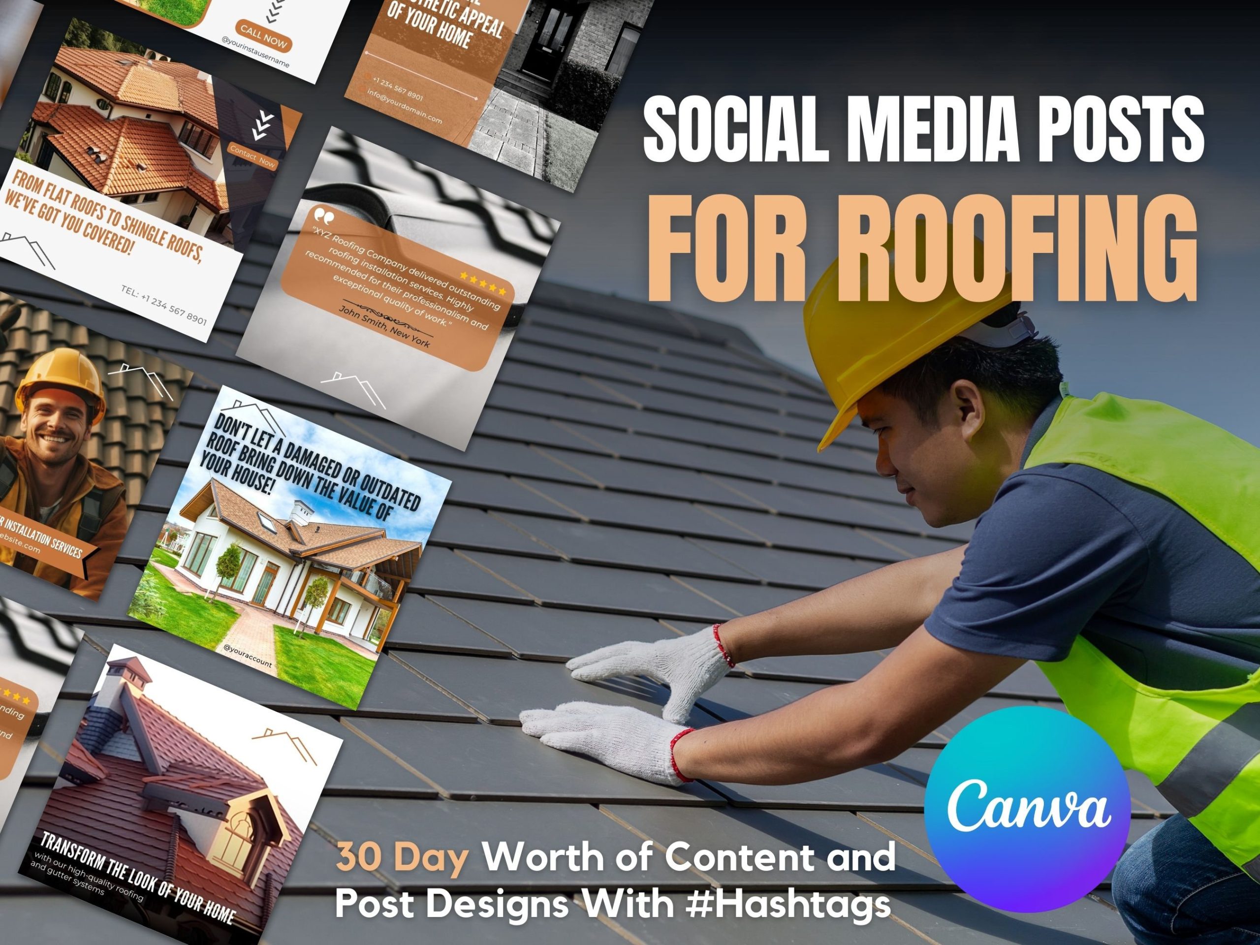 30 Social Media Templates for Roofing Business | Social Media Content ...