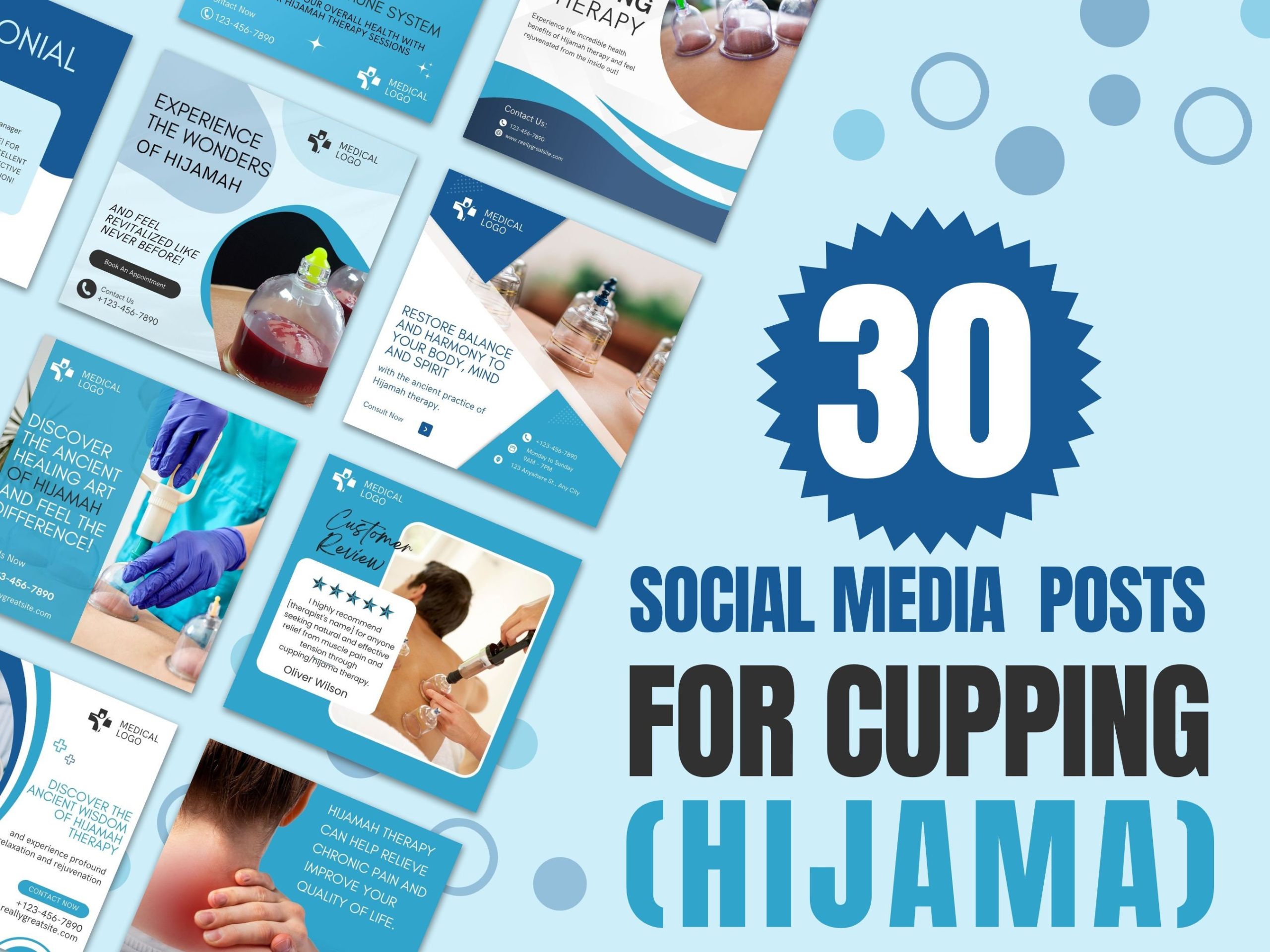Social Media Templates For Hijama Therapist With Real Captions ...